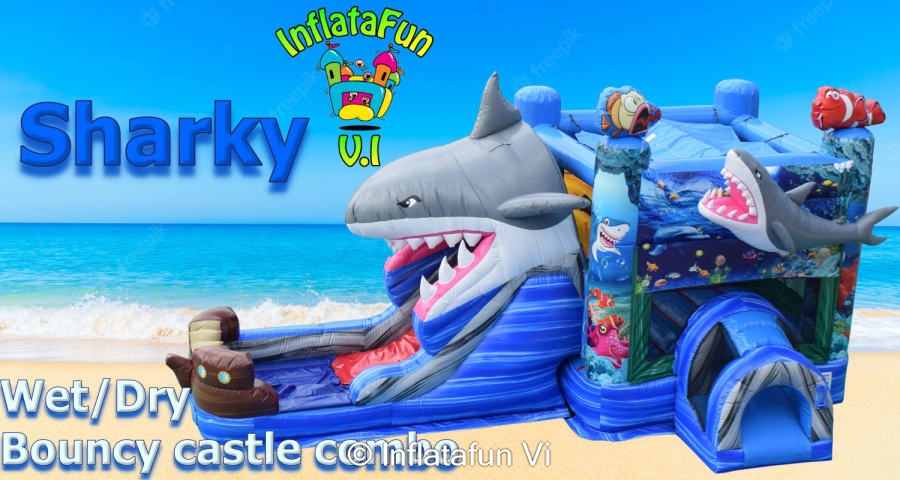 Shark Bouncy Castle & Slide Combo Rental | Inflatafun VI
